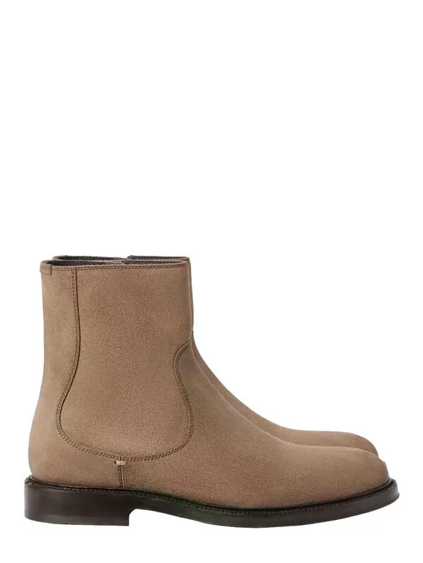 Brunello Cucinelli Round Toe Zip Up Ankle Boots - Neutrals