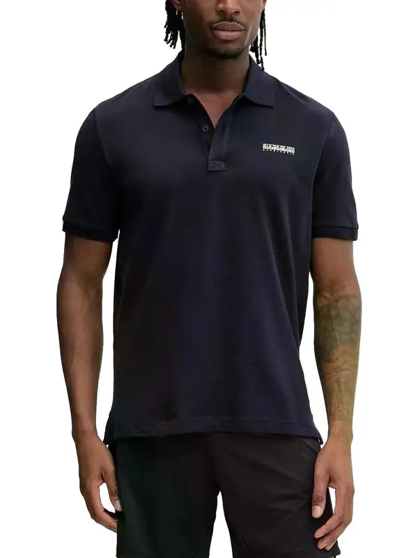 NAPAPIJRI Box Logo-patch Piqué Polo Shirt - Blue