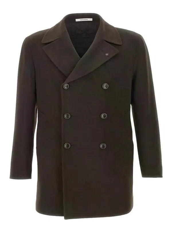 Tagliatore Double-breasted Logo-pin Coat - Brown