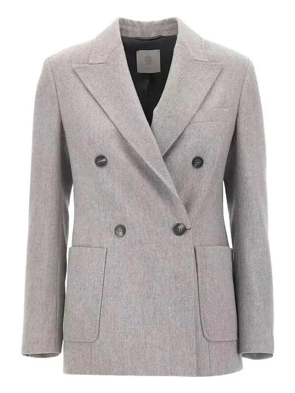 Eleventy Double-breasted Peak-lapel Blazer - Grey