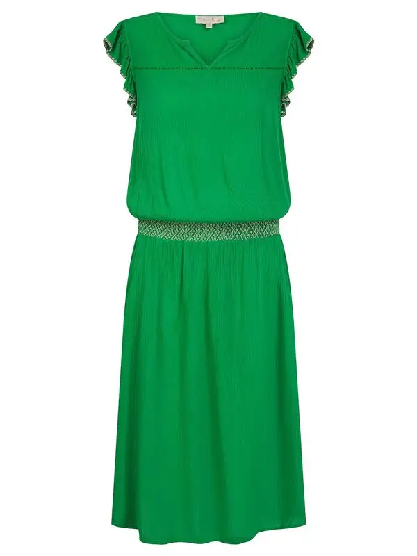 NOOKI DESIGN Rumba Dress With Cap Sleeves And Metallic Trim - Green
