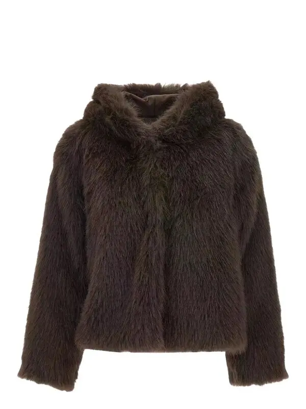 KAOS Faux-fur Hooded Coat - Brown