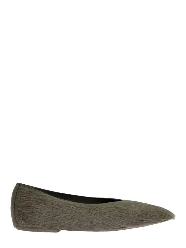 Rick Owens Square-toe Calf-hair Ballet Flats - Grey