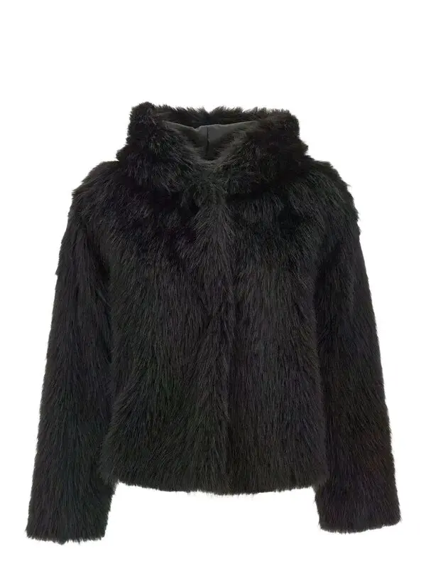 KAOS Faux Fur Hooded Jacket - Black