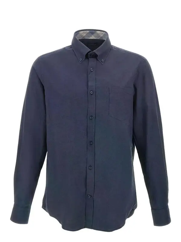 Paul & Shark Check-patterned Insert Chest-pocket Shirt - Blue