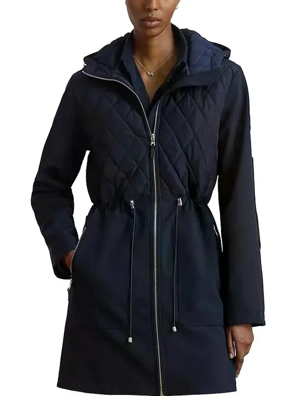 Ralph Lauren Quilted Panel Drawstring Coat - Blue