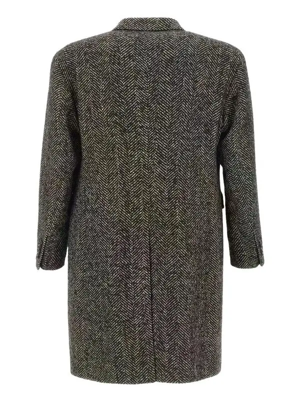 Tagliatore Pino Lerario Herringbone Coat - Black