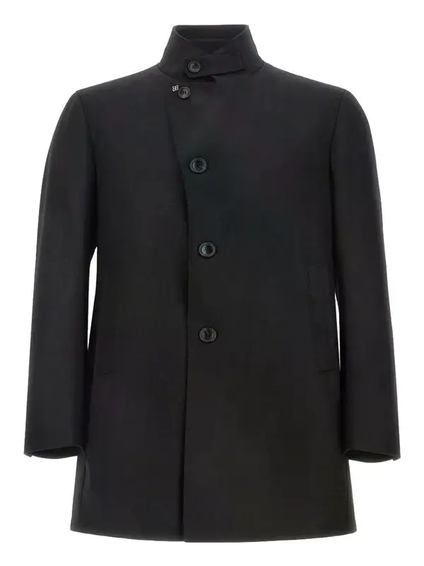 Tagliatore Gordon Mandarin-collar Coat - Black
