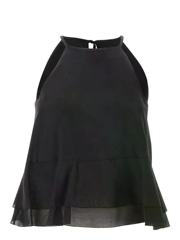 KAOS Sleeveless Ruffled Top - Black