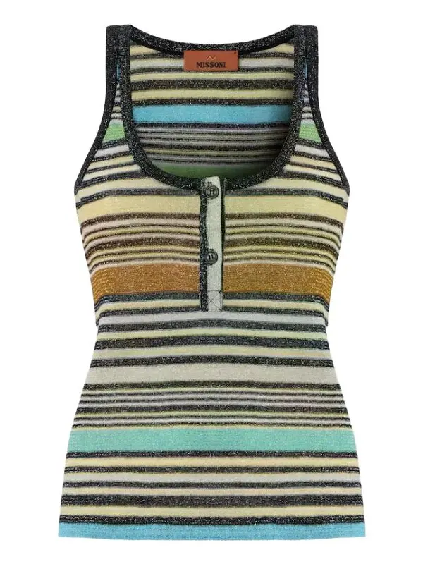 Missoni Striped Metallic-thread Scoop Neck Sleeveless Top - Blue