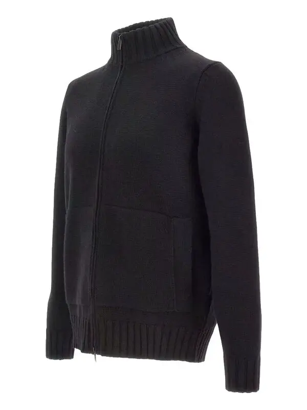 FILIPPO DE LAURENTIIS Zip-up Merino Wool Cardigan - Black