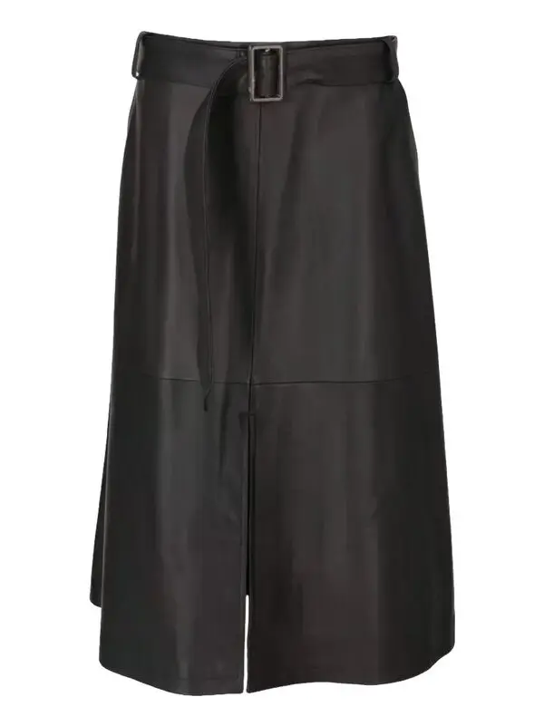 Isaia Belted Slit-detail A-line Skirt - Black