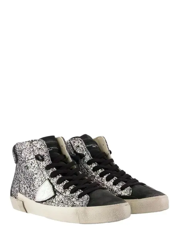 Philippe Model Prsx Glitter-embellished Sneakers - Silver