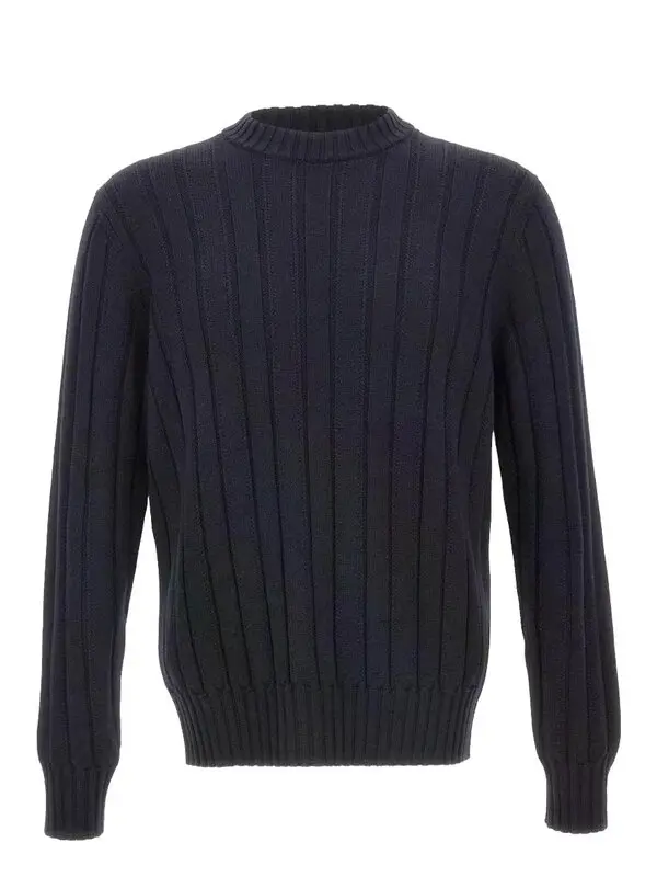 FILIPPO DE LAURENTIIS Ribbed Merino-wool Crew Neck Sweater - Blue