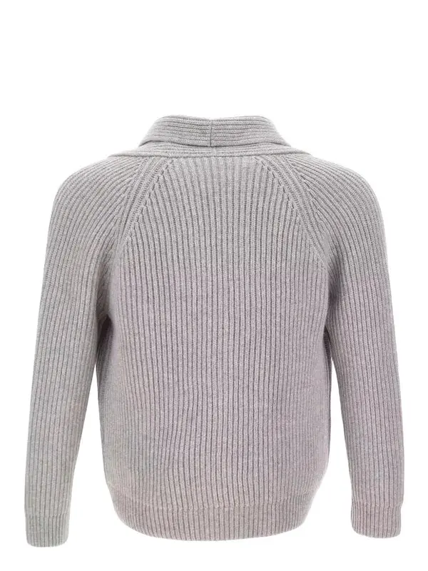 GRAN SASSO Double-breasted Ribbed-knit Cardigan - Grey