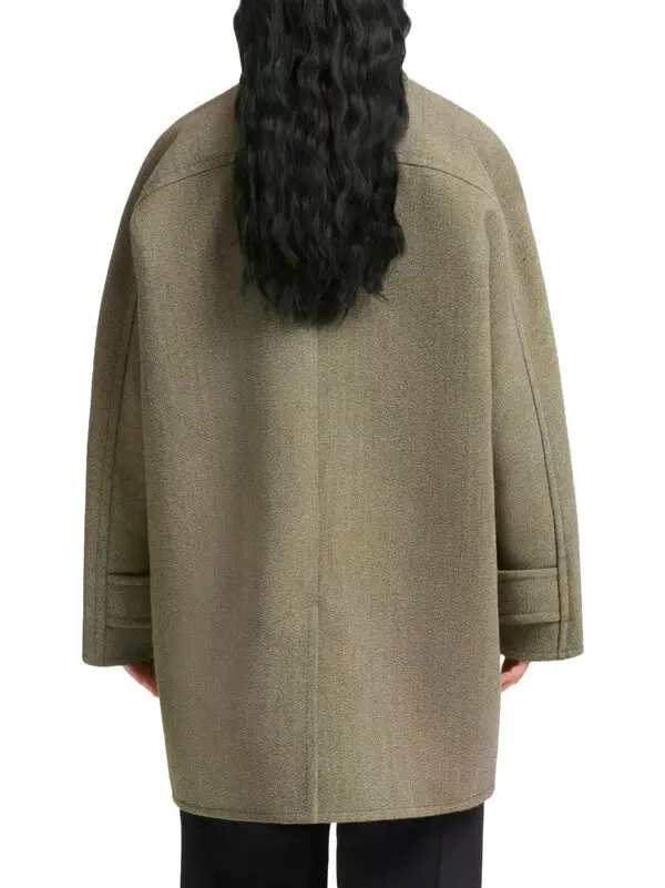 Marni Double-breasted Tweed Coat With Buttoned Cuffs - Green