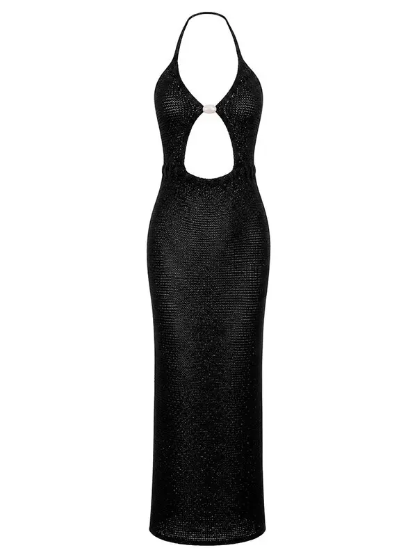 CHIARELLA Aitana Shimmer Knit Maxi Dress - Black