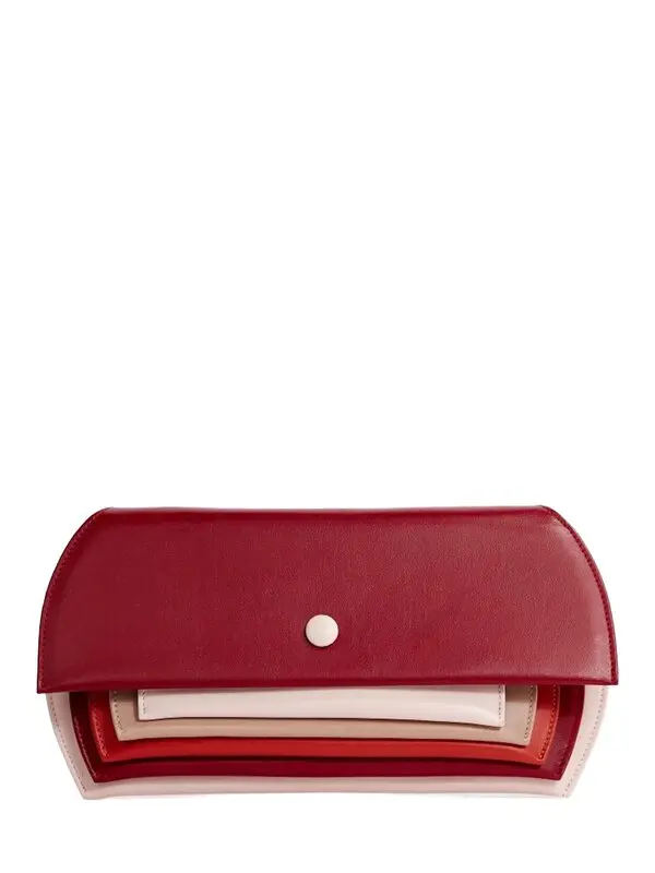 HESTER VAN EEGHEN Confetti Berry Leather Clutch With Detachable Shoulder Strap - Red