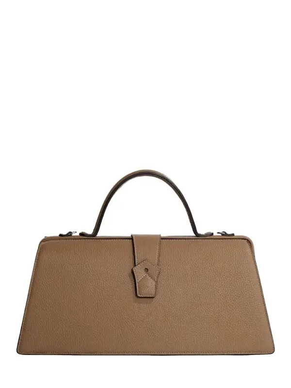 HESTER VAN EEGHEN Klipper Wide Taupe Leather Bag - Brown