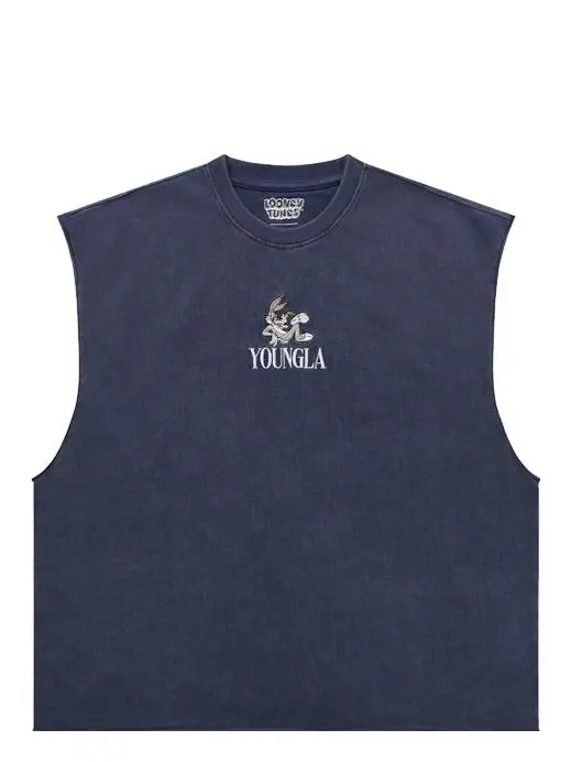 YOUNGLA X Looney Tunes Embroidered Cutoff Tank Top - Bunny