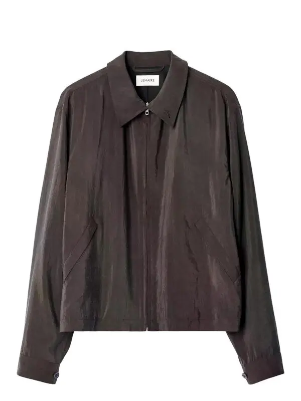 LEMAIRE Light Zipped Blouson In Dry Silk - Brown