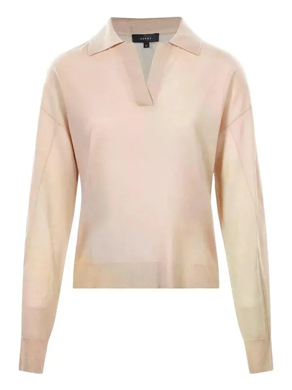 Soeur Long Sleeve Polo Sweater - Neutrals