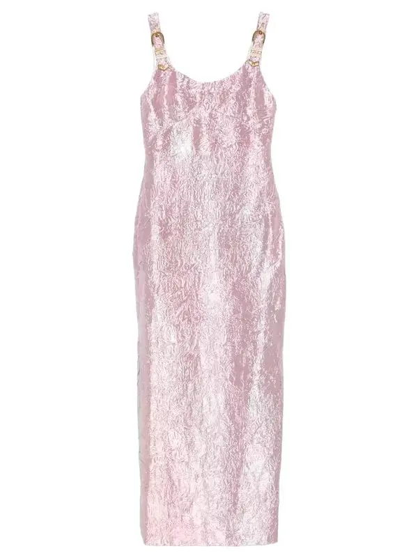 Versace Crushed-effect Buckled-strap Gown - Pink
