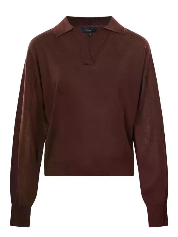 Soeur V-neck Long Sleeve Sweater - Brown