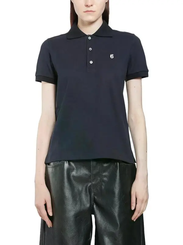MAISON MARGIELA Logo Print Short Sleeve Polo - Black