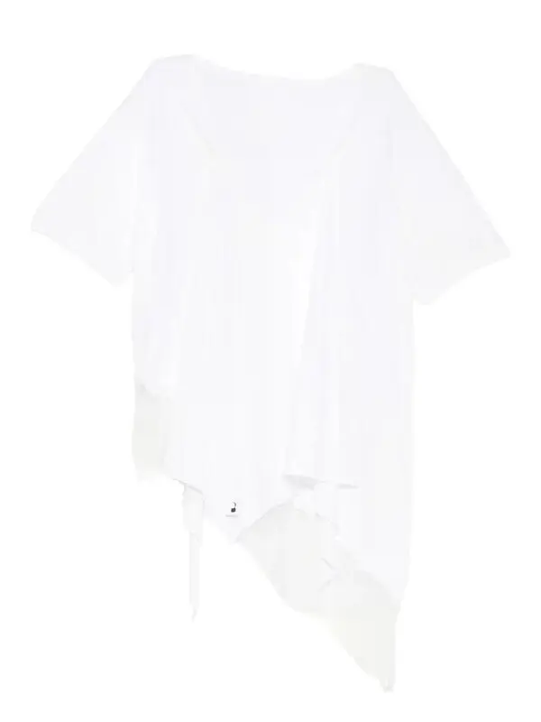 PUSHBUTTON Asymmetrical Lace Trimmed T-shirt - White