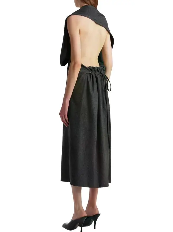 Khaite Draped Open-back Midi Dress In Charcoal - Grey