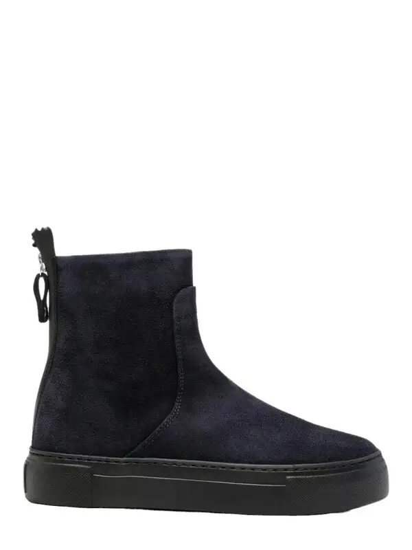 Agl Navy Suede Rear-zip Boots - Blue
