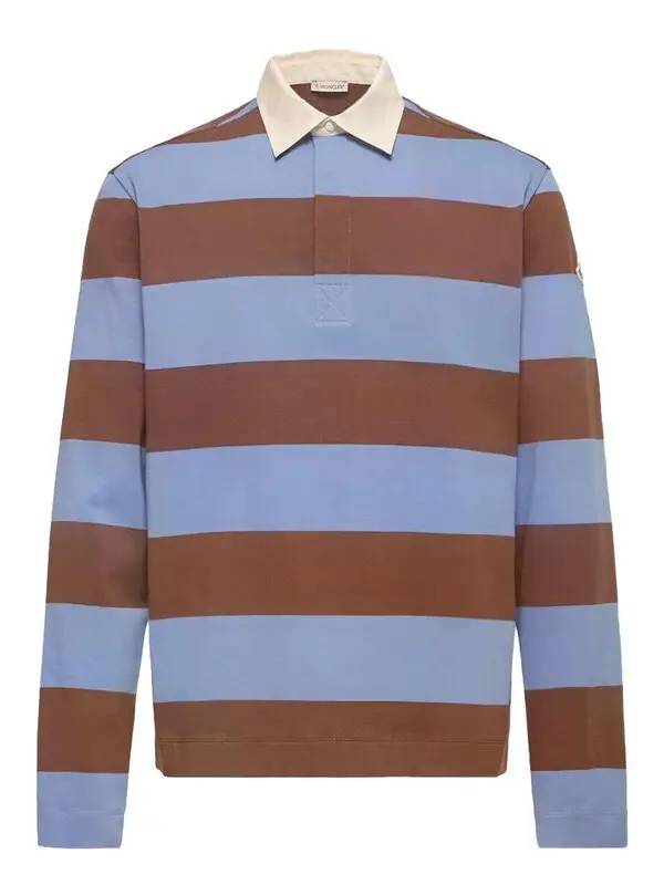 Moncler Striped Long-sleeve Polo Shirt - Blue