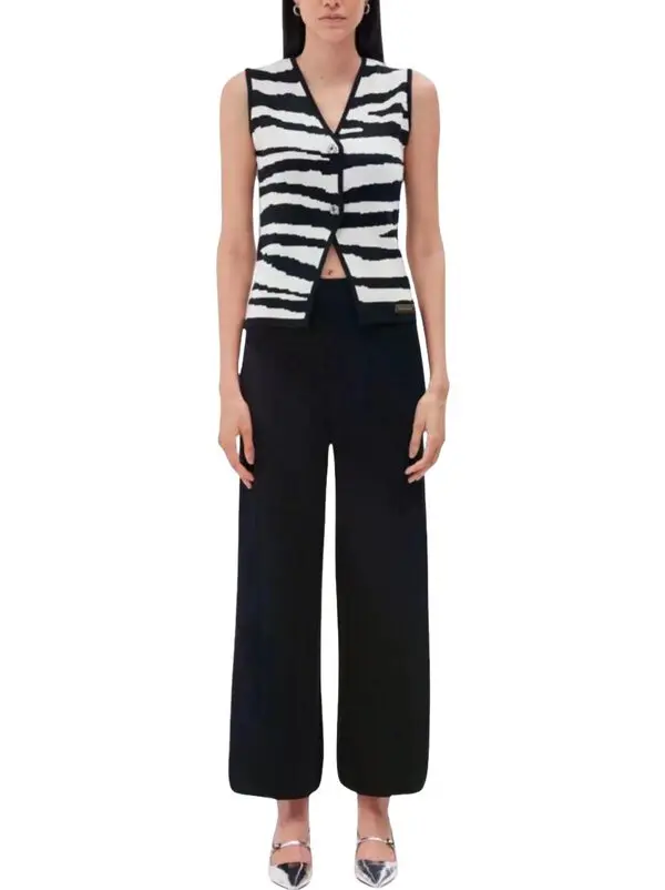 IZAAK AZANEI Zebra-print Knitted Vest - White