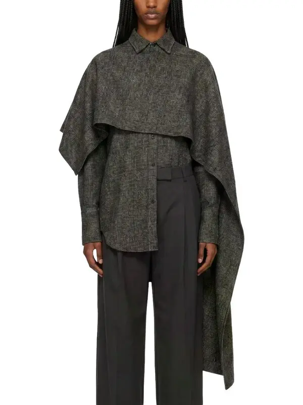 DARKPARK Georgia Check-pattern Draped Shirt - Grey