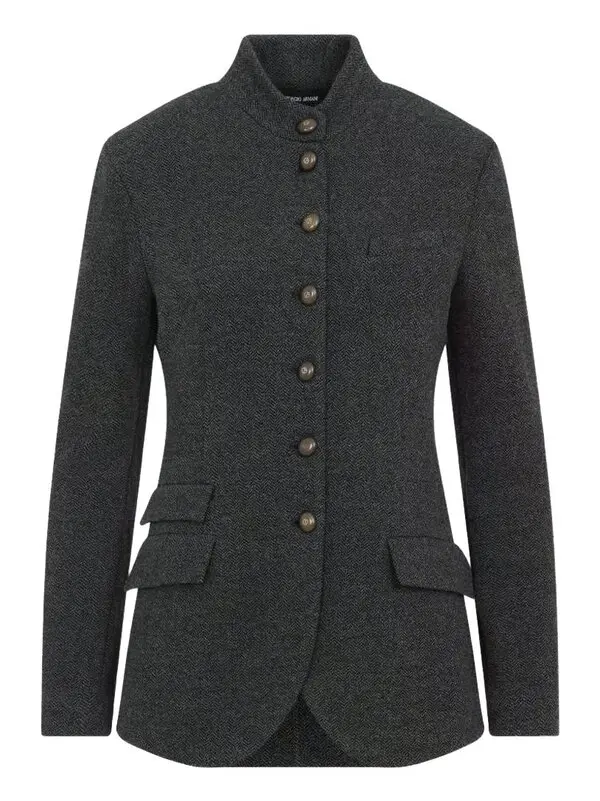 Giorgio Armani Slim-fit Herringbone Jacket - Grey