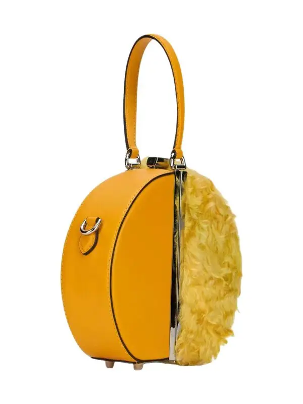 Moschino Shearling Trimmed Circular Bag - Yellow