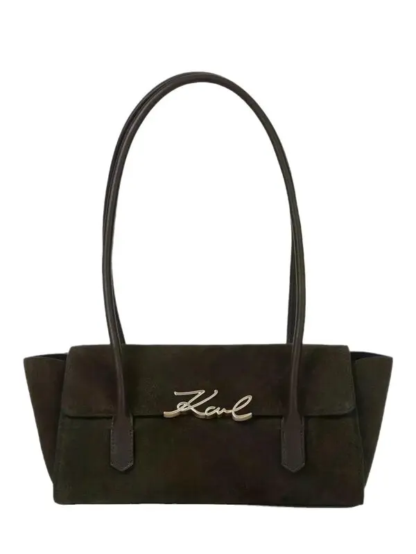 Karl Lagerfeld Elongated Suede Shoulder Bag - Brown