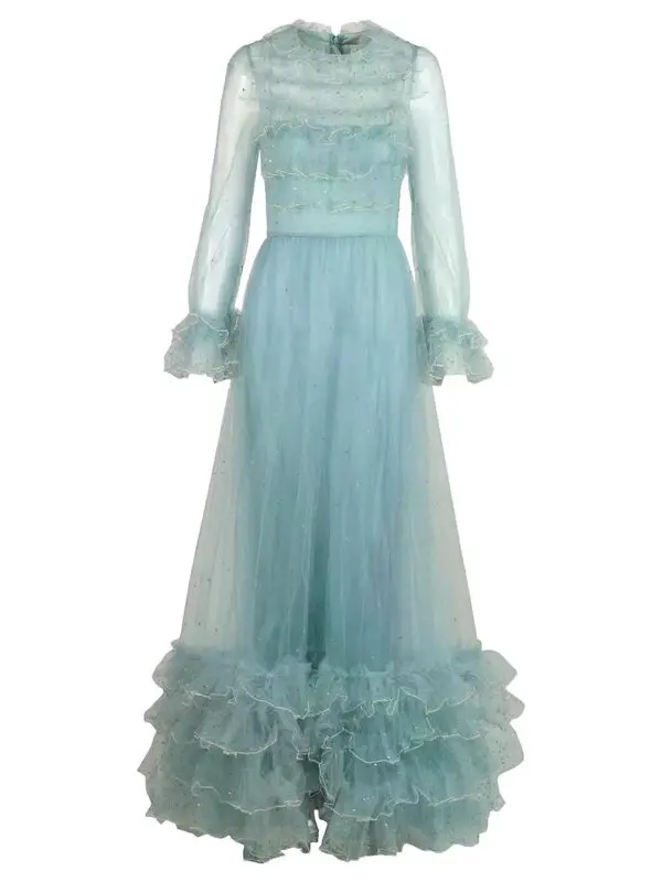 Valentino Garavani Sequin-embellished Tulle Maxi Dress - Blue