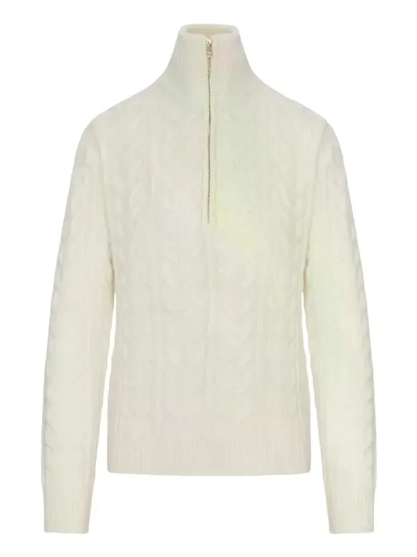Max Mara Cable-knit Quarter-zip Sweater - Neutrals