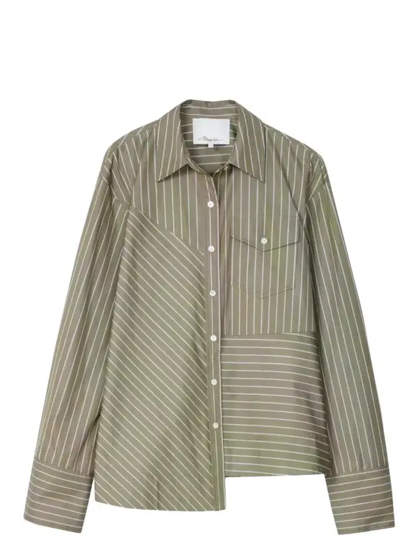 3.1 Phillip Lim Asymmetrical Striped Shirt - Green