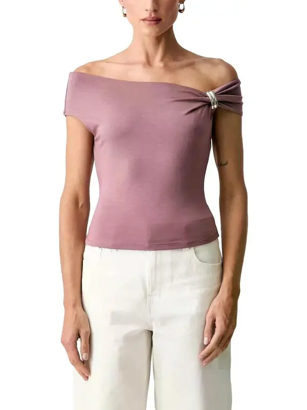 Guess Off-shoulder Jewel Top - Pink