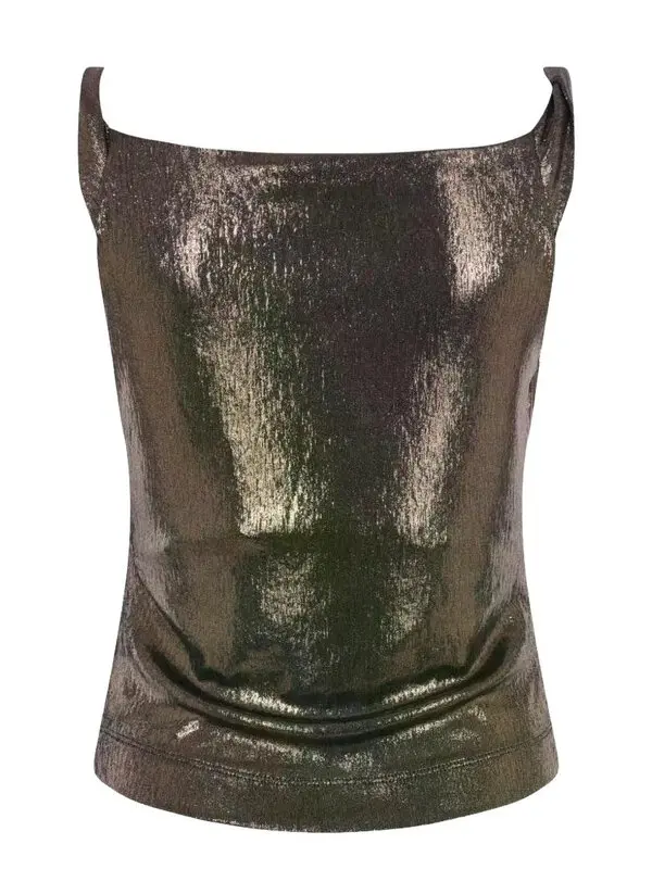 VIVIENNE WESTWOOD Draped Metallic-effect Sleeveless Top - Brown