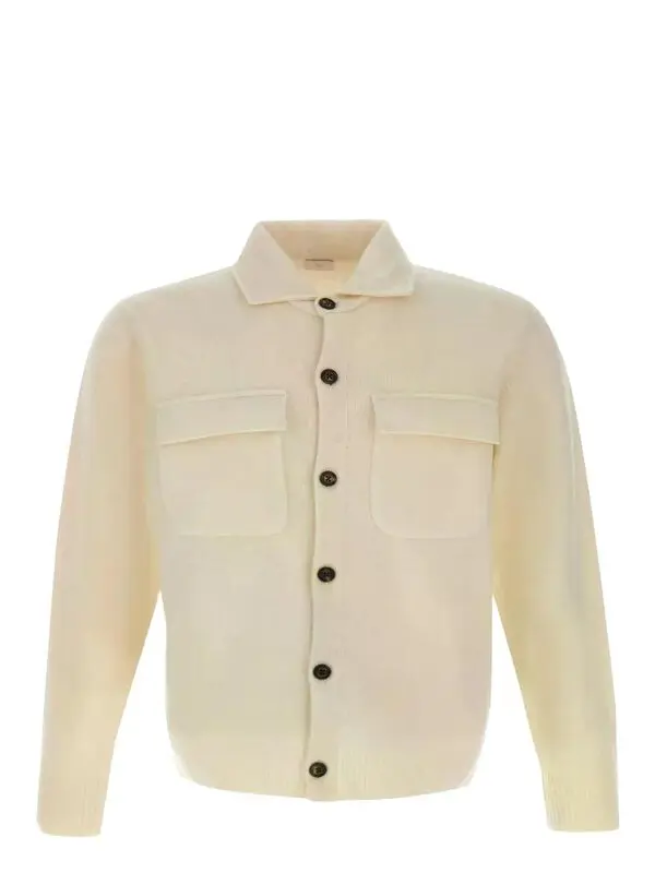 Eleventy Wool Chest Pocket Shirt - Neutrals