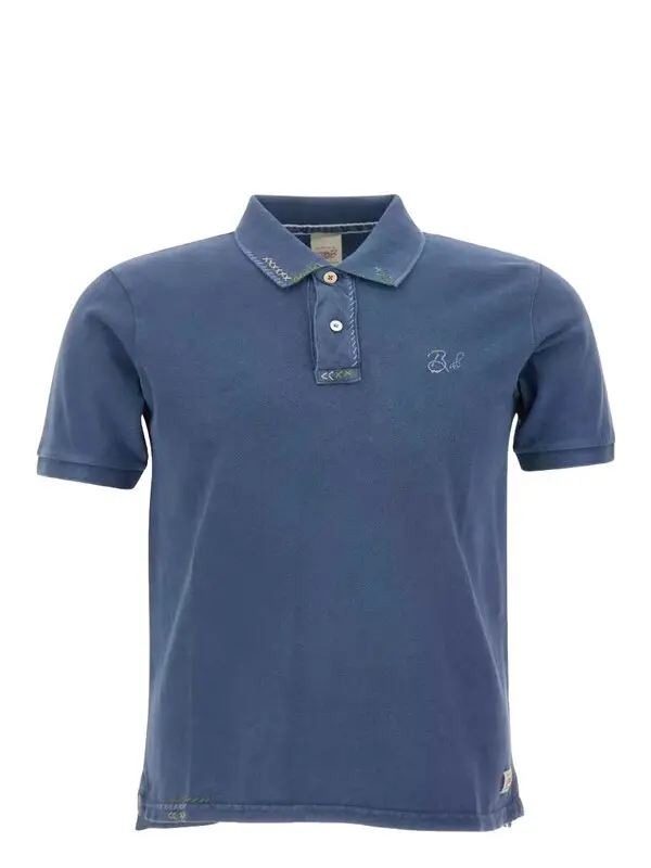 BOB Embroidered-logo Cotton Polo Shirt - Blue