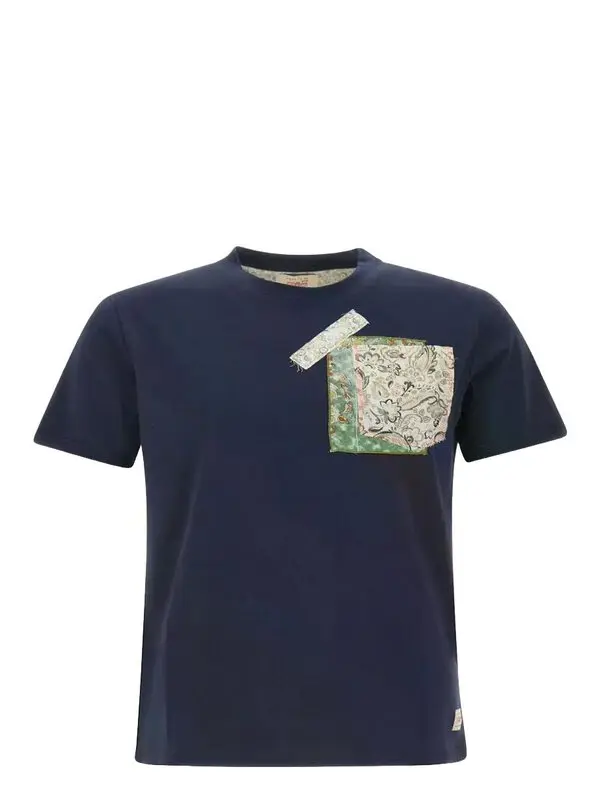 BOB Pocket Floral-patch T-shirt - Blue