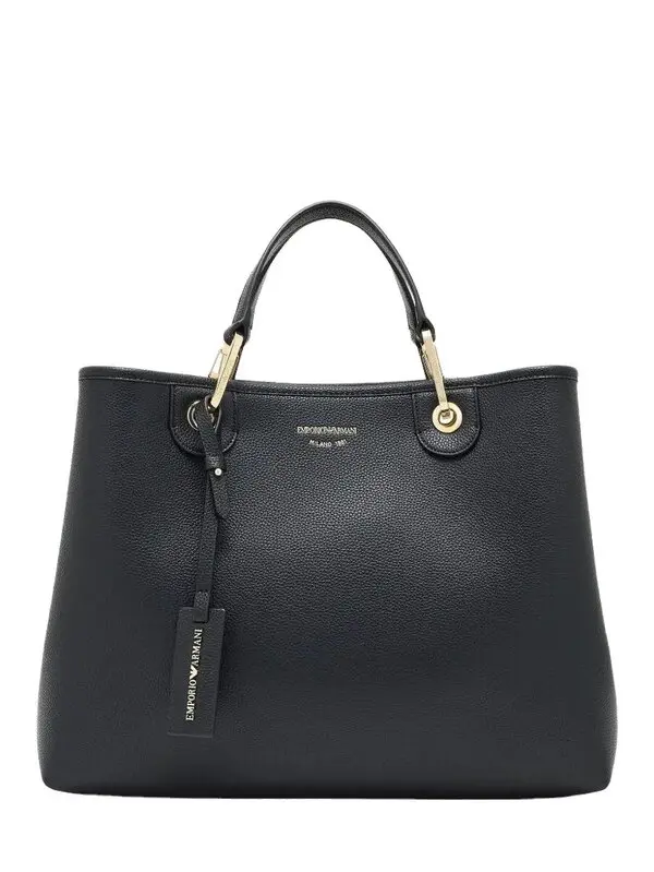 Emporio Armani Shopping Bag With Gold-tone Handles - Black
