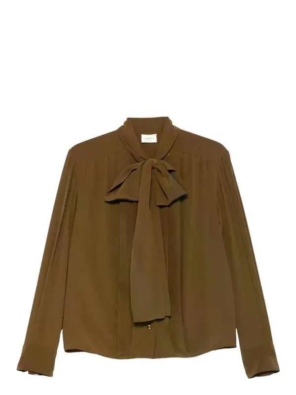 Saint Laurent Silk Pussy-bow Blouse - Brown