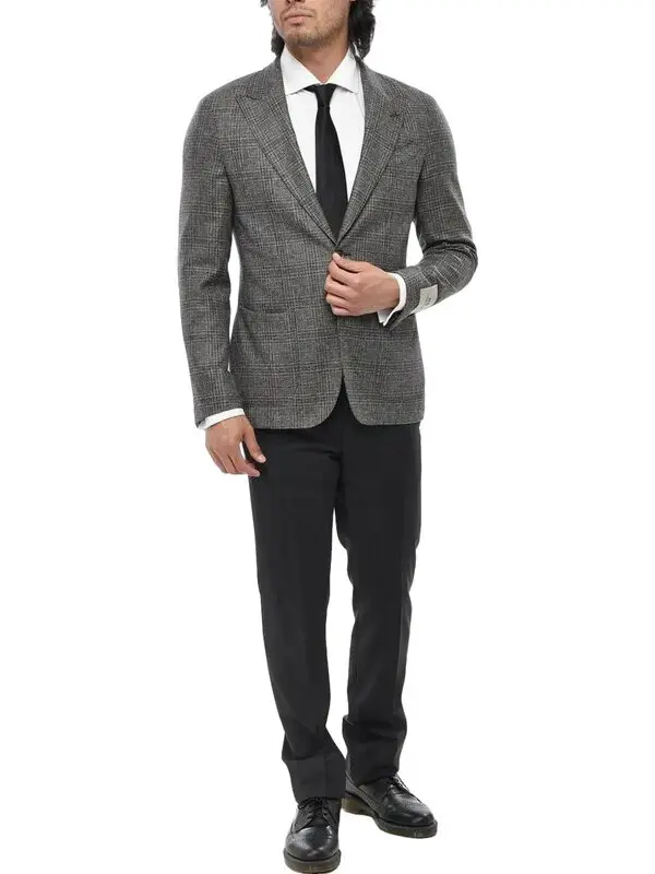 Corneliani District Check Peak-lapel Blazer - Grey
