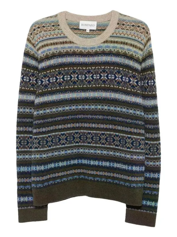 Eric Bompard Fair Isle Round Neck Sweater - Green